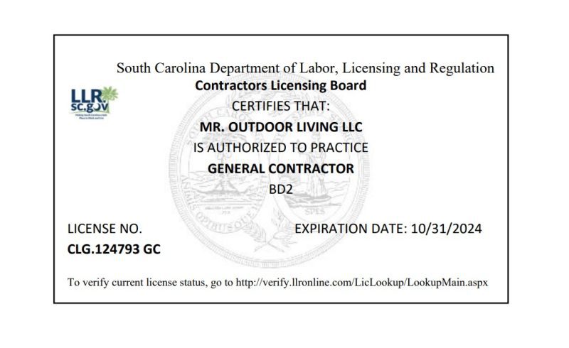Licenses - Mr. Outdoor Living