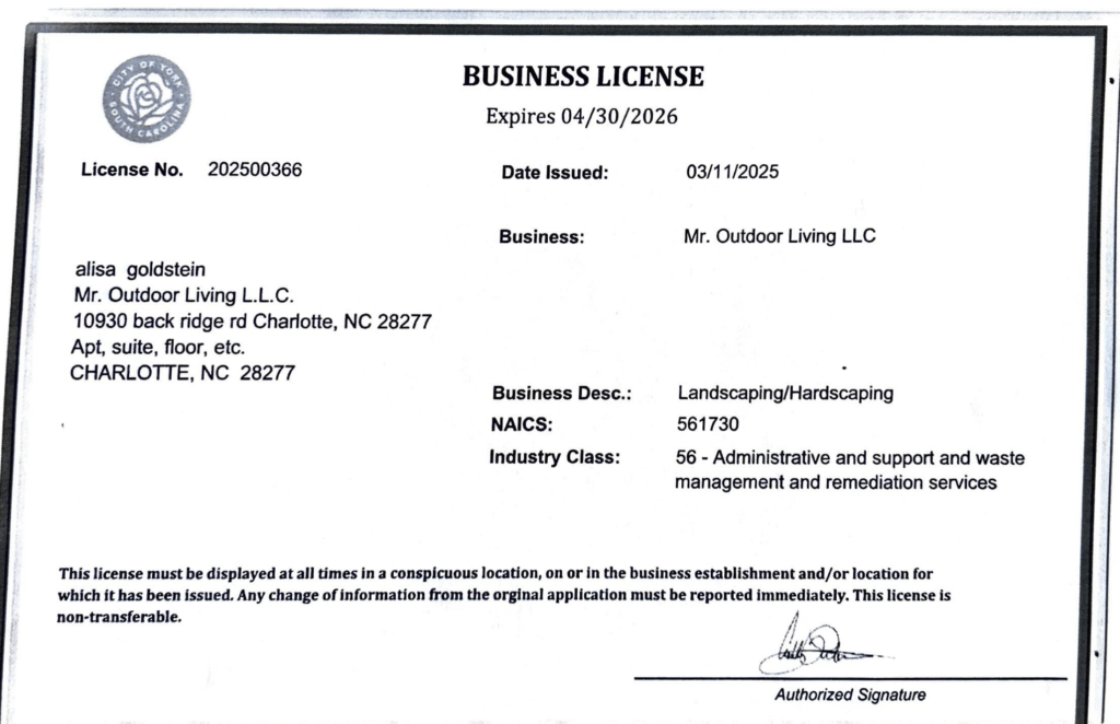 Licenses - Mr. Outdoor Living
